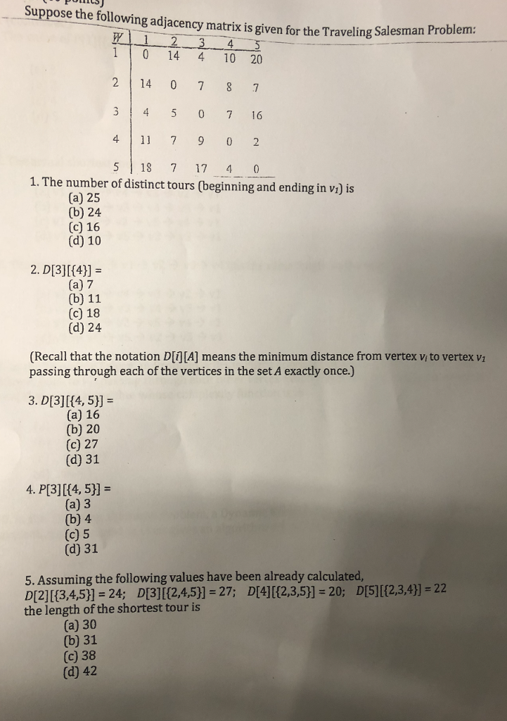Solved Suppose the following adjacency matrix is given for | Chegg.com