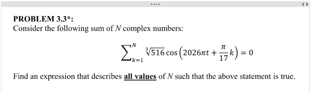 Solved Consider the following sum of N complex numbers: | Chegg.com