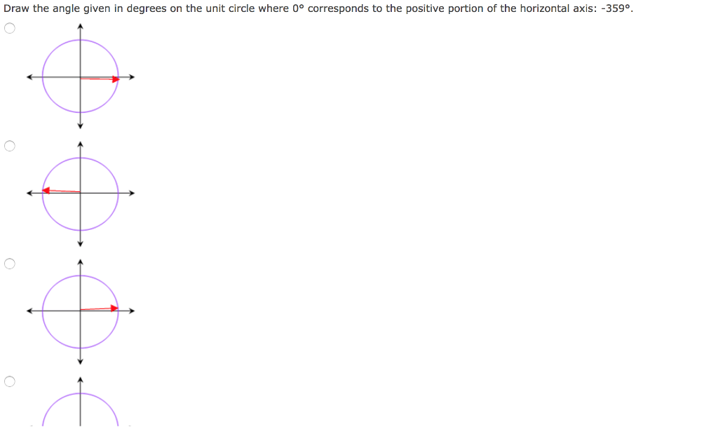 Solved Draw the angle given in degrees on the unit circle | Chegg.com