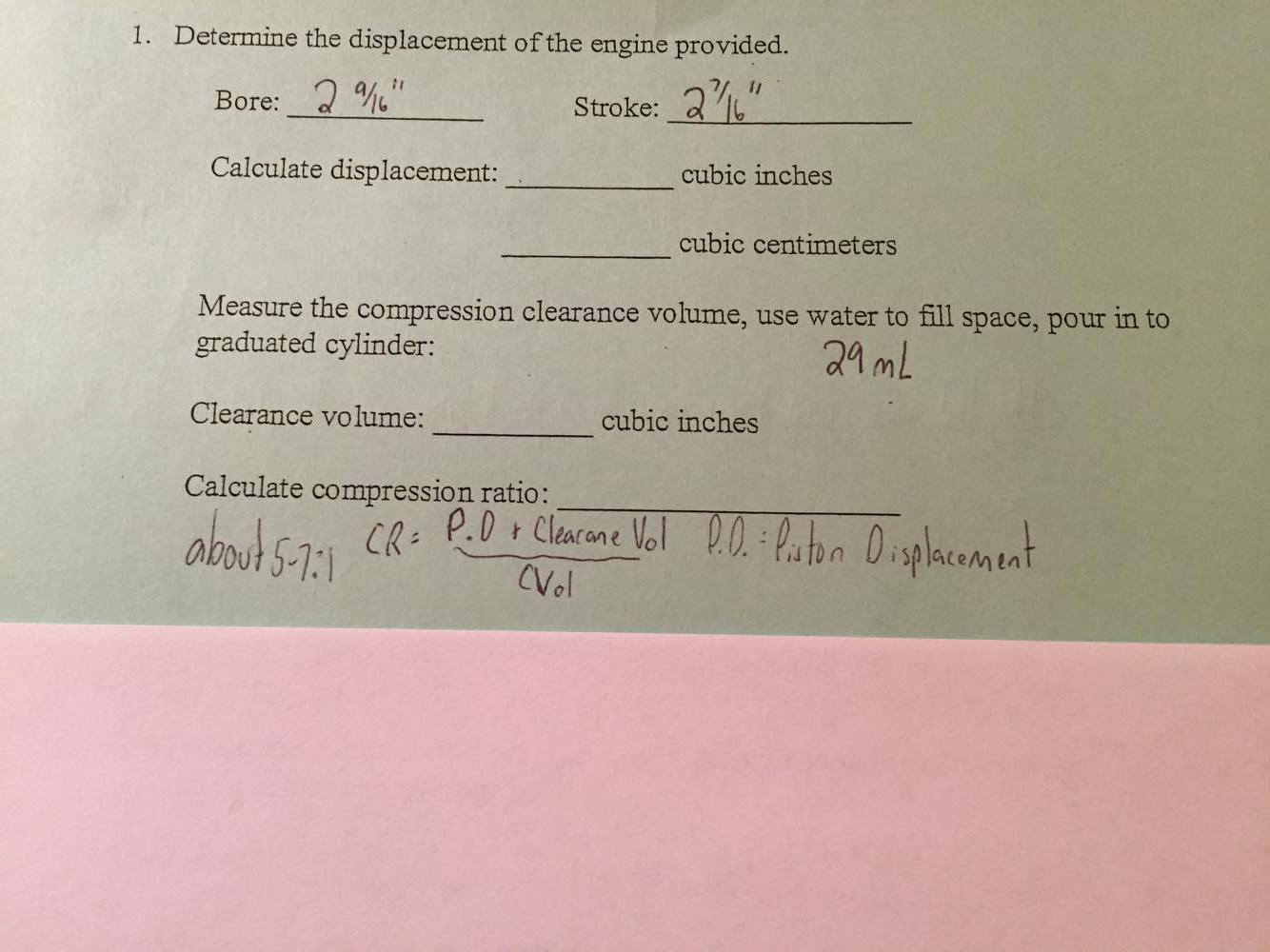 Solved Determine the displacement of the engine provided. | Chegg.com