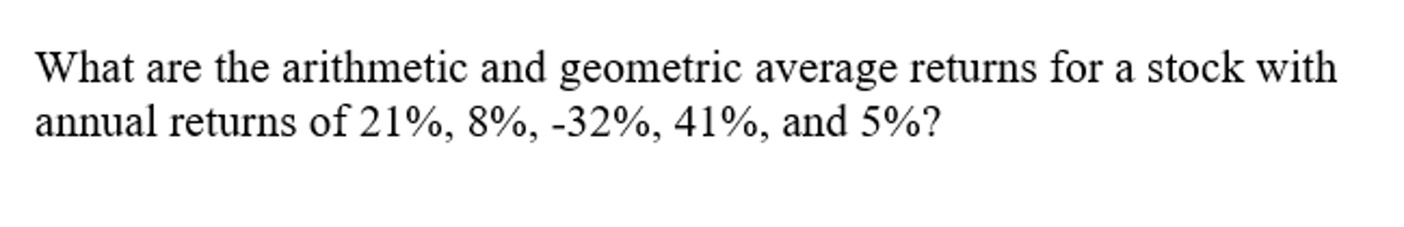 Solved What are the arithmetic and geometric average returns | Chegg.com