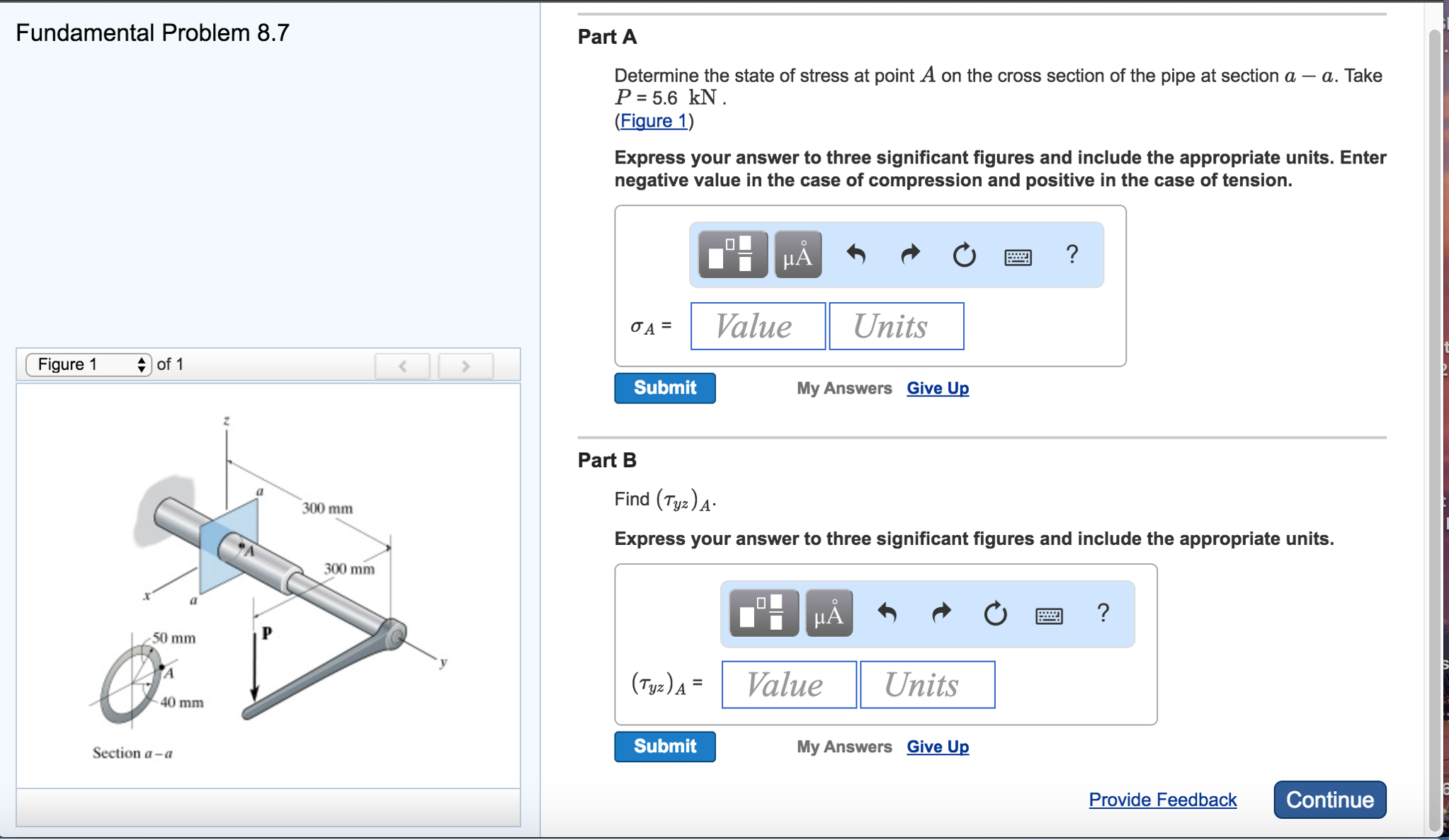 Solved Fundamental Problem 8.7 Determine the state of | Chegg.com