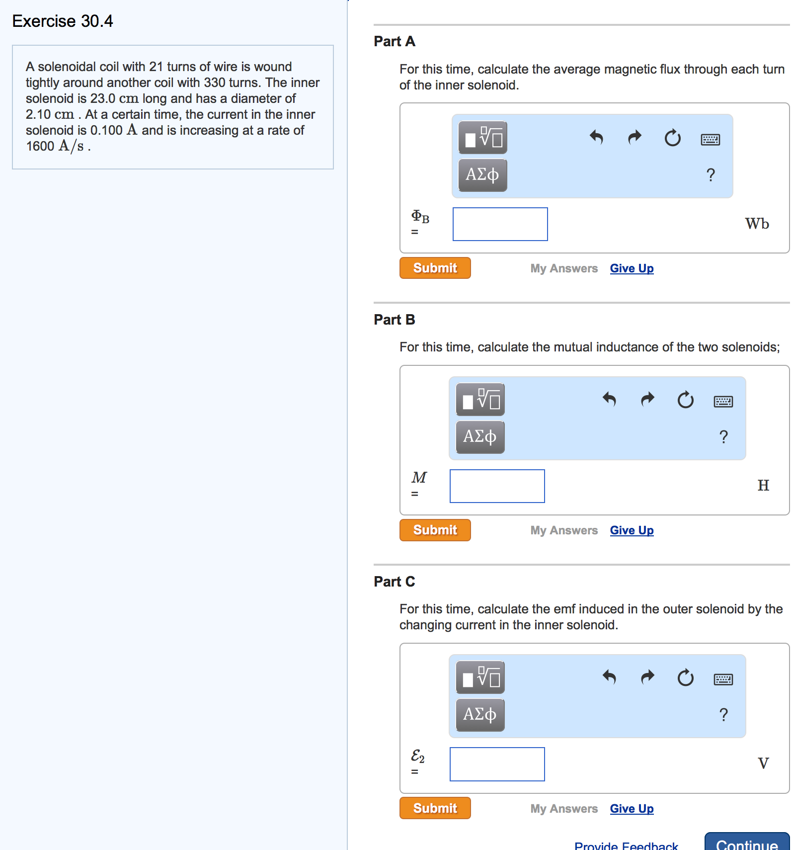 Solved A solenoidal coil with 21 turns of wire is wound | Chegg.com