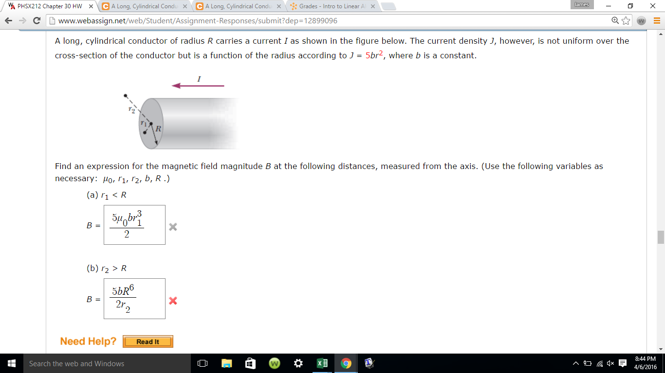 Solved A long, cylindrical conductor of radius R carries a | Chegg.com