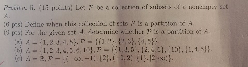 Solved Let P be a collection of subsets of a nonempty set | Chegg.com