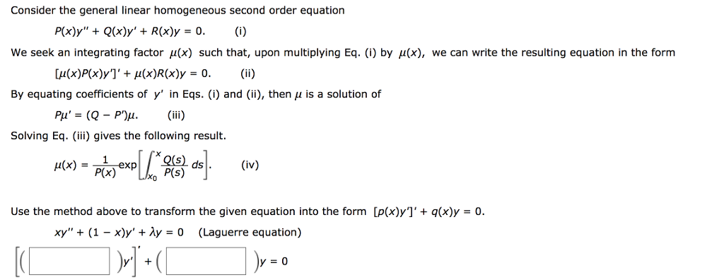 Solved Consider the general linear homogeneous second order | Chegg.com