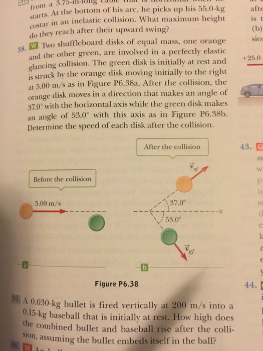 Solved Two shuffleboard disks of equal mass, one orange and | Chegg.com