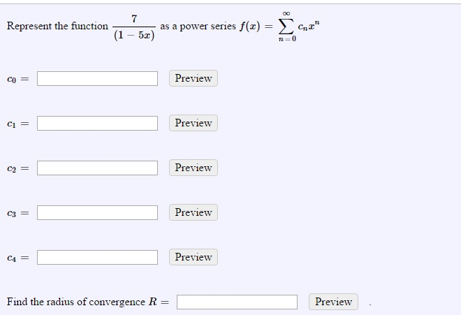 Solved Represent the function 7/(1-5x) as a power series | Chegg.com