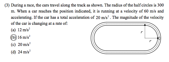 Solved (3) During a race, the cars travel along the track | Chegg.com