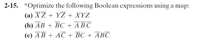 Solved *Optimize the following Boolean expressions using a | Chegg.com