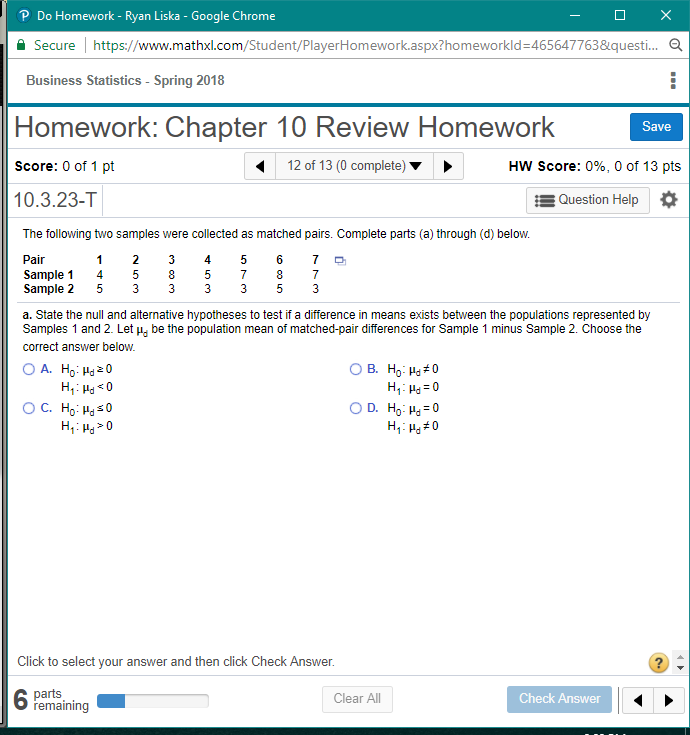 Solved P Do Homework - Ryan Liska - Google Chrome 숲 Secure | | Chegg.com