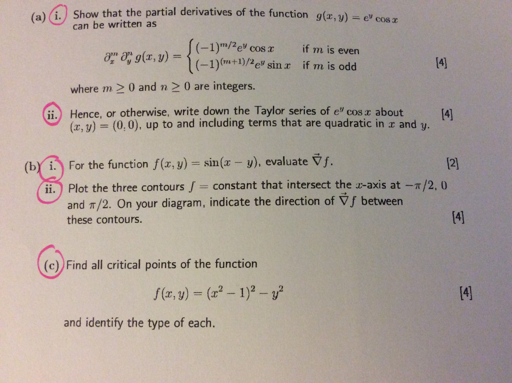 Solved (a)(i show that the partial derivatives of the | Chegg.com