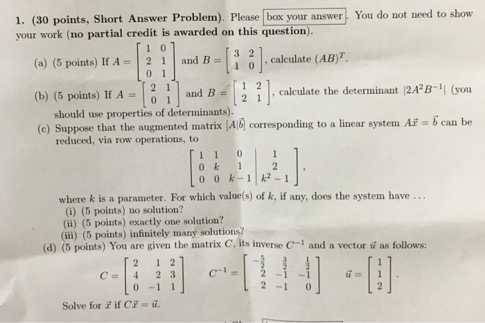 Solved should use properties of determinants). Suppose | Chegg.com