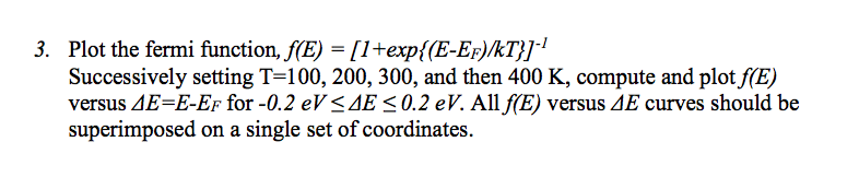 Solved Plot the fermi function, f(E) = [1 + exp{(E - | Chegg.com