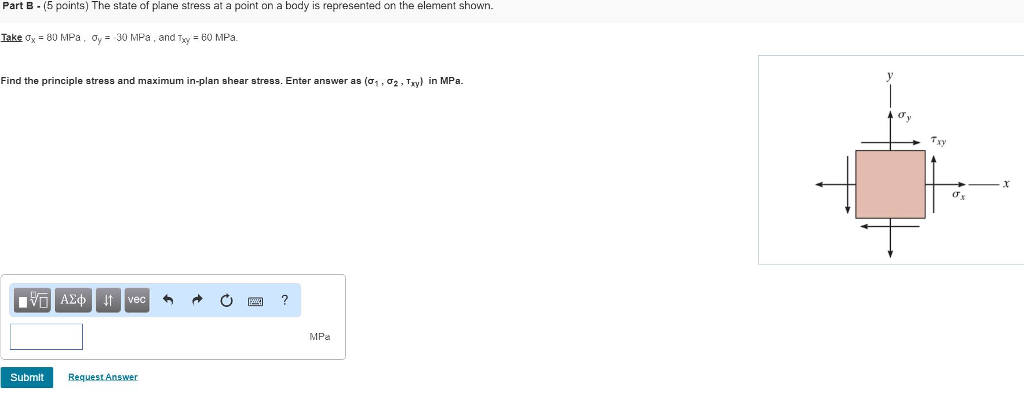 Solved Part B (5 points) The state of plane stress at a | Chegg.com