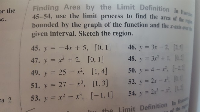 Solved r the he Finding Area by the Limit Definition In | Chegg.com
