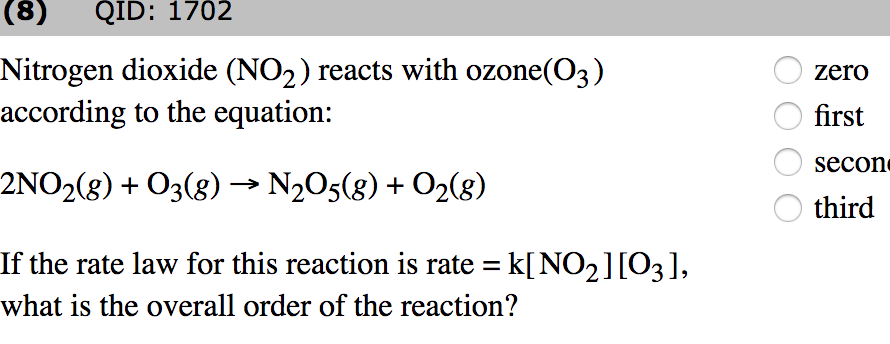 Solved Nitrogen dioxide (NO_2) reacts with ozone(O_3) | Chegg.com