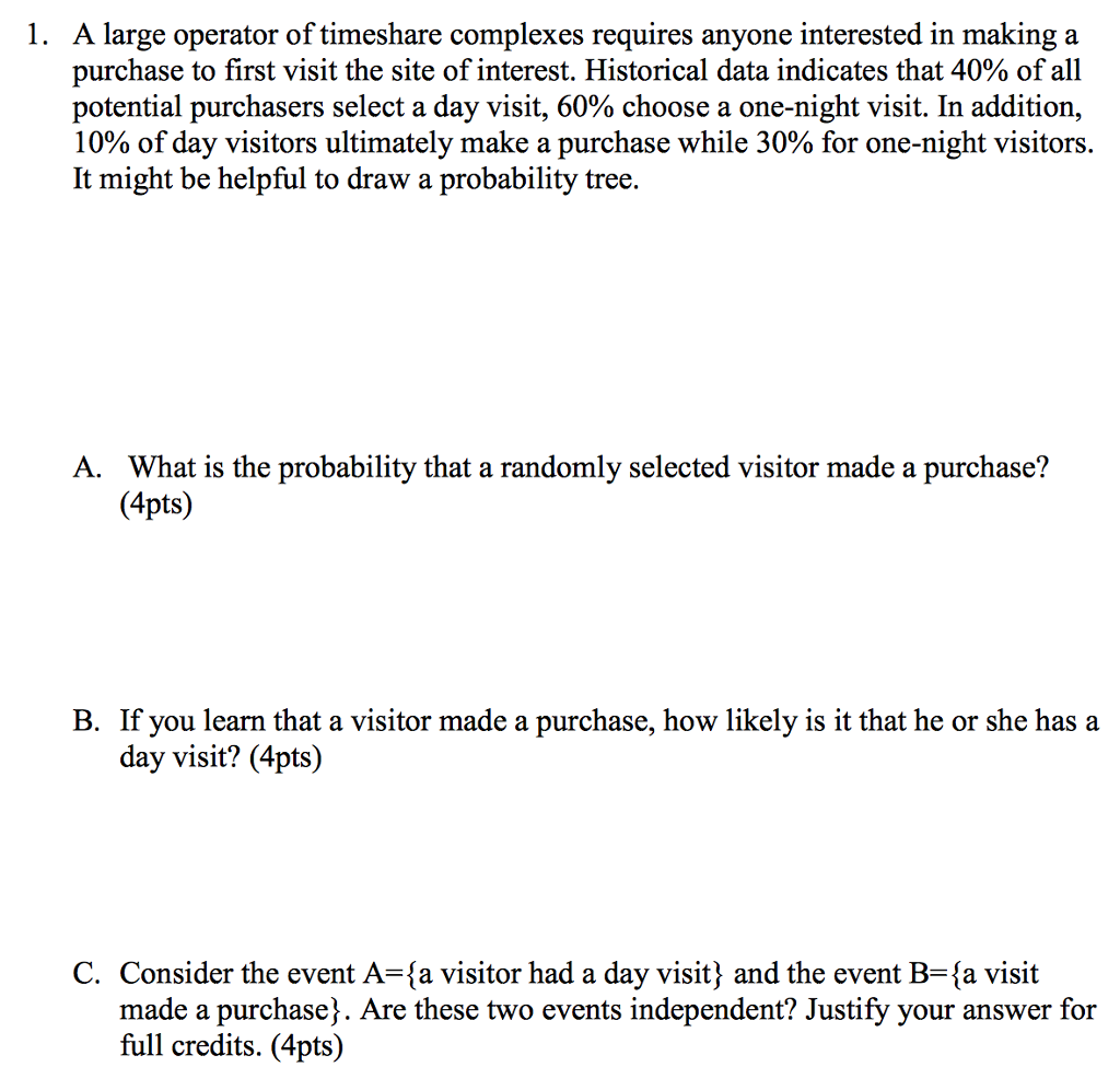 Solved A large operator of timeshare complexes requires | Chegg.com
