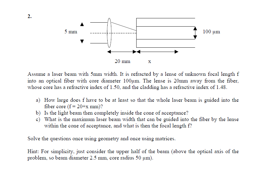 Assume a laser beam with 5mm width. It is refracted | Chegg.com