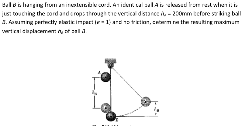 Solved Ball B is hanging from an inextensible cord. An | Chegg.com