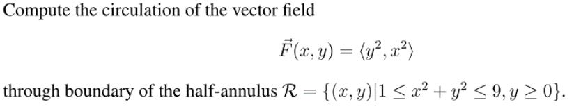 Solved Compute the circulation of the vector field F(x,y) = | Chegg.com