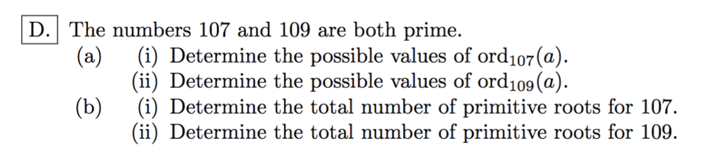 Solved D. The numbers 107 and 109 are both prime. (i) | Chegg.com