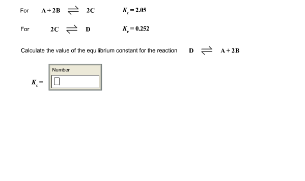 Solved For A+2B 근 2C K,-2.05 For 2C K-0.252 Calculate the | Chegg.com