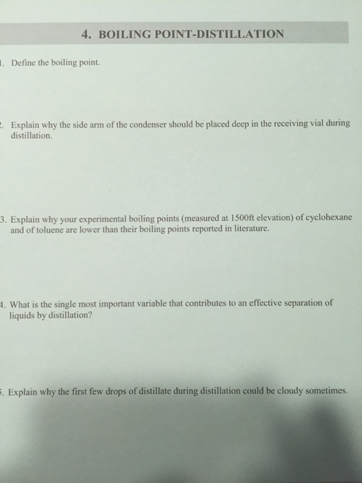 Solved Define The Boiling Point Explain Why The Side Arm Chegg