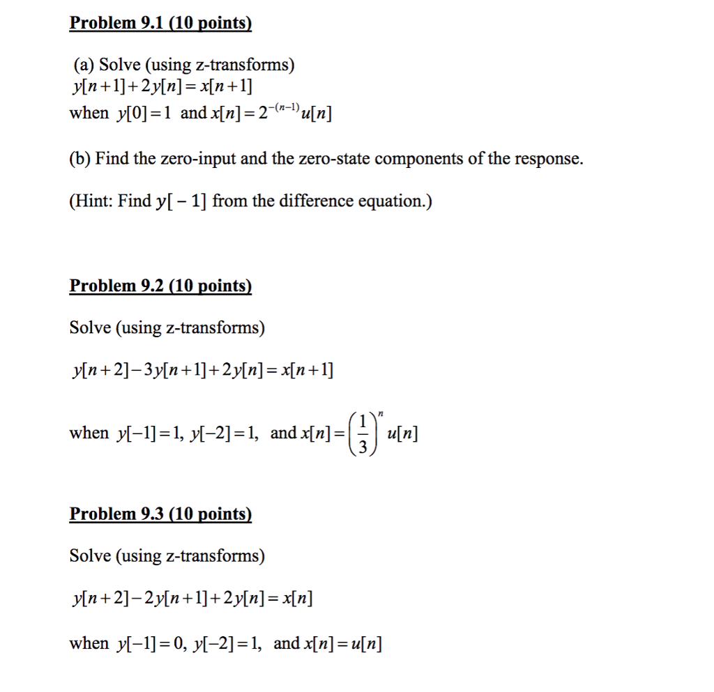 Solved Problem 9.1 (10 points) (a) Solve (using | Chegg.com