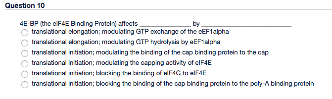Solved Question 1 The interaction between elF2 and elF2B is | Chegg.com