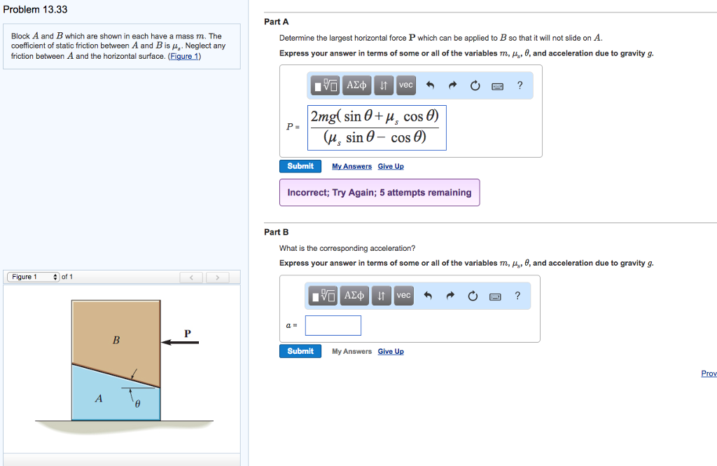 Solved Block A and B which are shown in each have a mass m. | Chegg.com