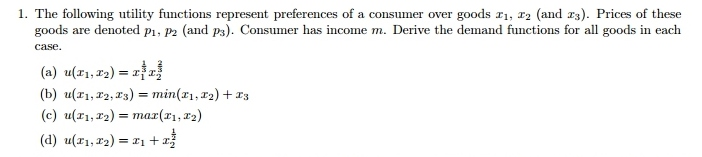 Solved The following utility functions represent preferences | Chegg.com