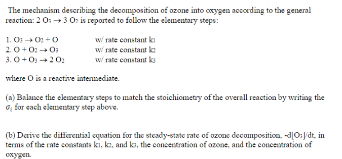 Solved The mechanism describing the decomposition of ozone | Chegg.com