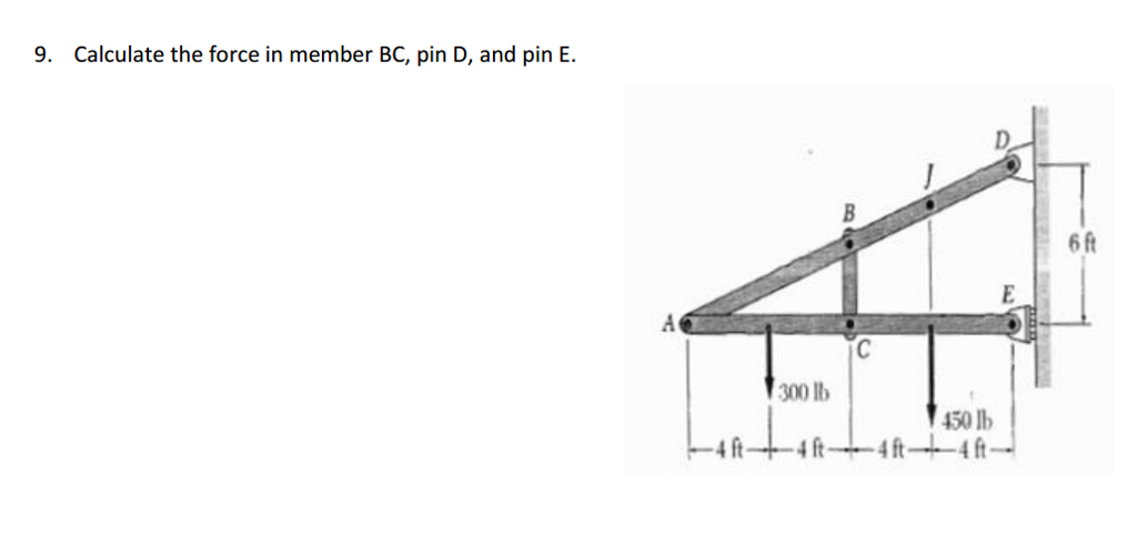 Solved Calculate the force in member BC, pin D, and pin E. | Chegg.com