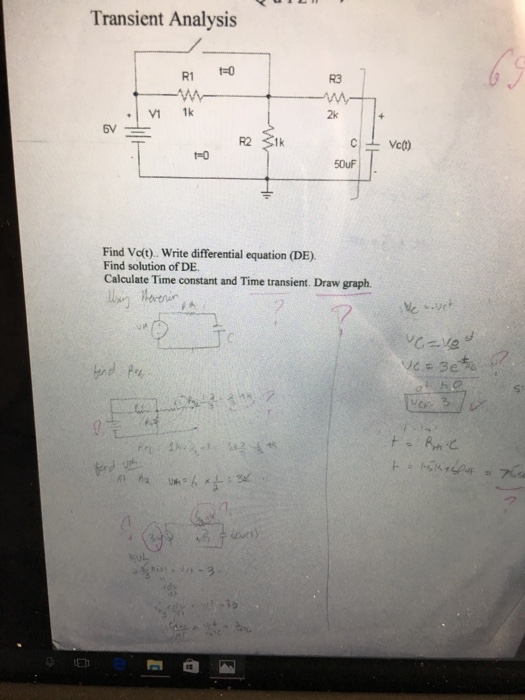 Solved Find Vc t Write Differential Equation DE Find Chegg