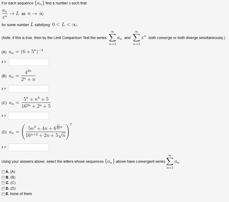 Solved For each sequence {a_n} find a number p such that | Chegg.com