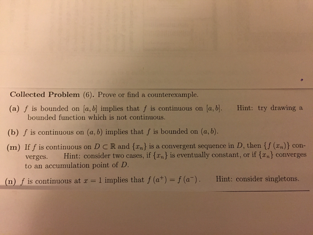 Solved Collected Problem (6). Prove or find a | Chegg.com