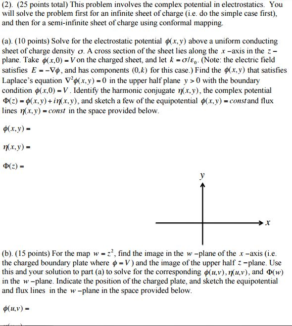 Solved This problem involves the complex potential in | Chegg.com