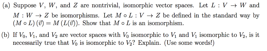 Solved (a) Suppose V, W, and Z are nontrivial, isomorphic | Chegg.com