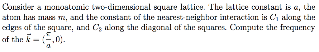Consider a monoatomic two-dimensional square lattice. | Chegg.com