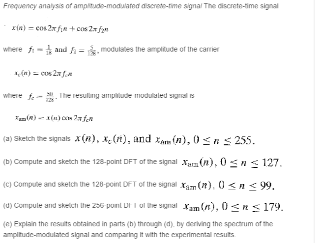 Solved Frequency analysis of amplitude-modulated | Chegg.com