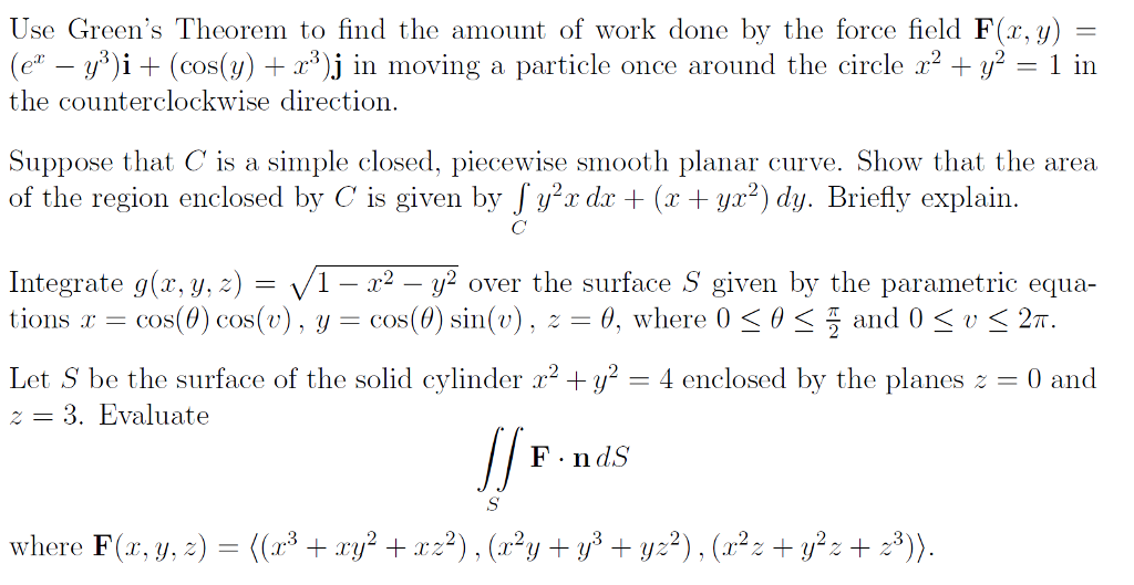 Solved Use Green's Theorem to find the amount of work done | Chegg.com
