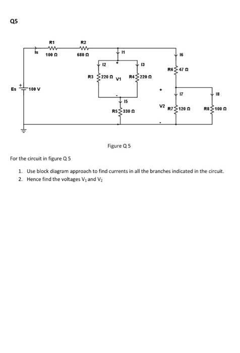 Solved For the circuit in figure Q5 use block digram | Chegg.com