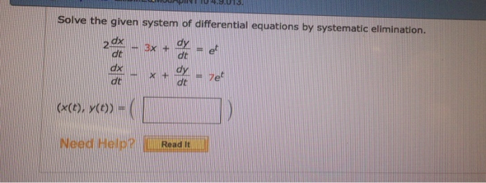 Solved Solve the given system of differential equations by | Chegg.com