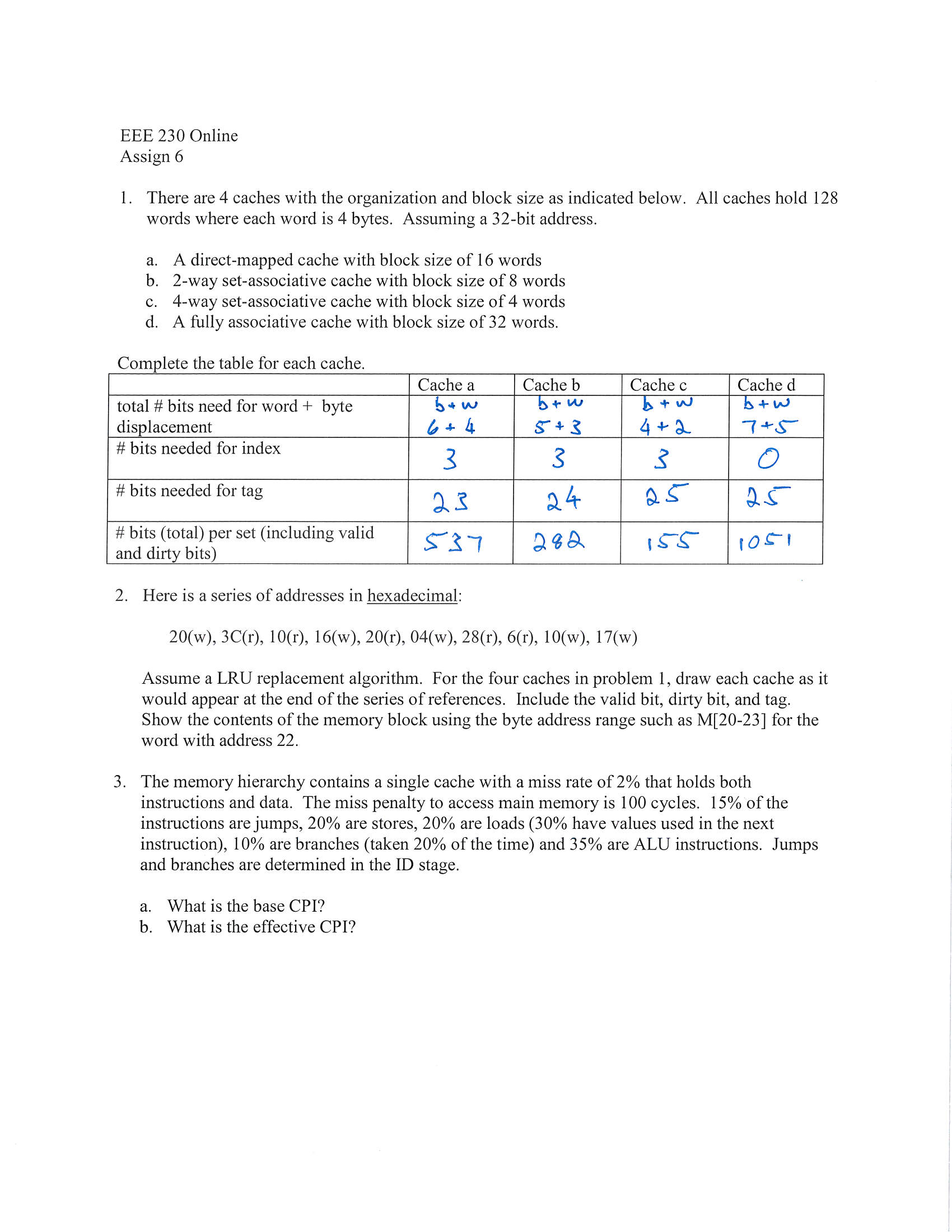 Solved There are 4 caches with the organization and block | Chegg.com