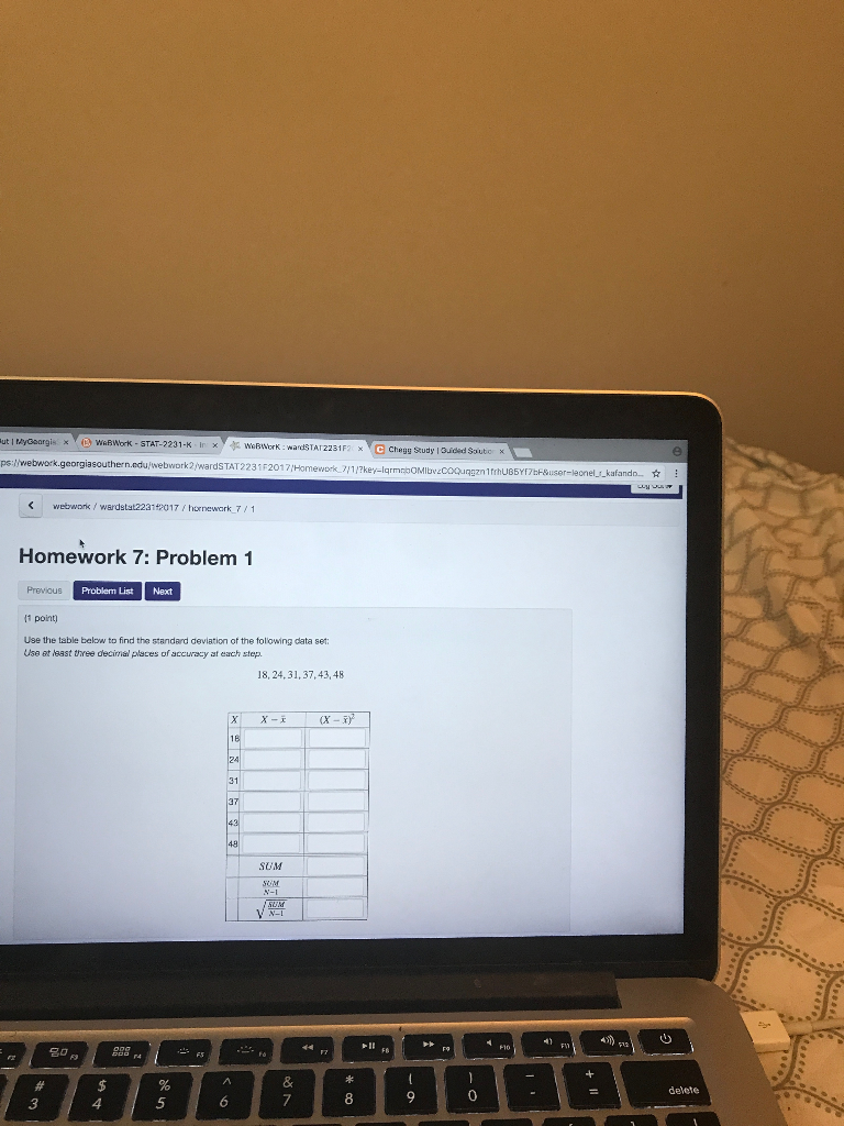 Solved Use the table below to find the standard deviation of | Chegg.com
