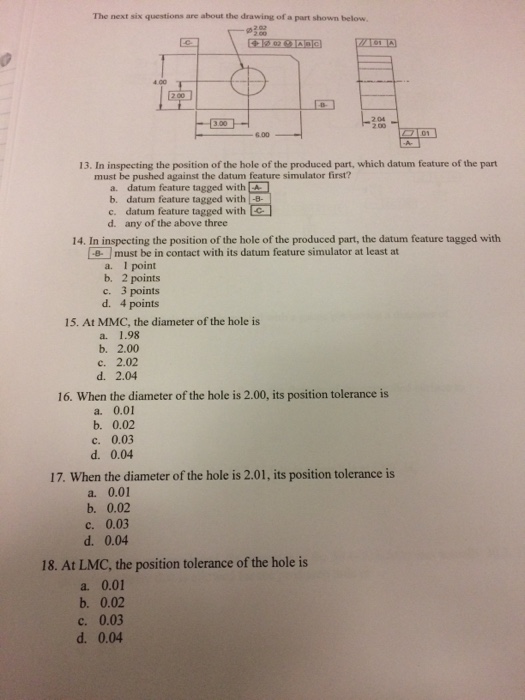 Solved 1. The true position of a feature from specified | Chegg.com