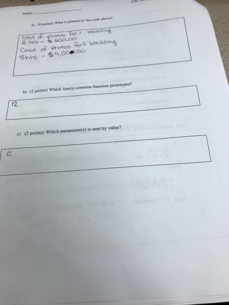 Solved Name: CSC126 Spring 2018 Final-B 4) Given the | Chegg.com