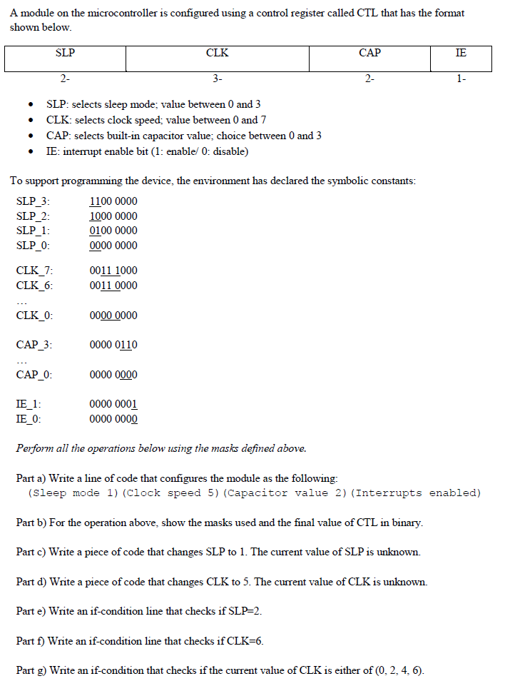 A module on the microcontroller is configured using a | Chegg.com