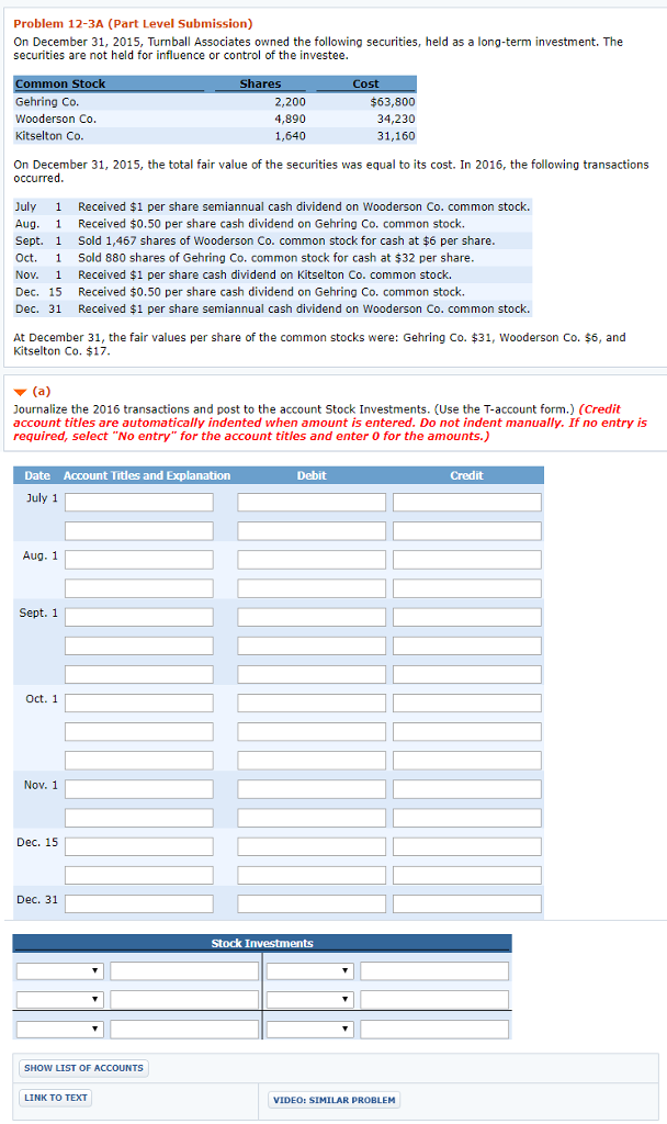 Solved Problem 12-3A (Part Level Submission) On December | Chegg.com